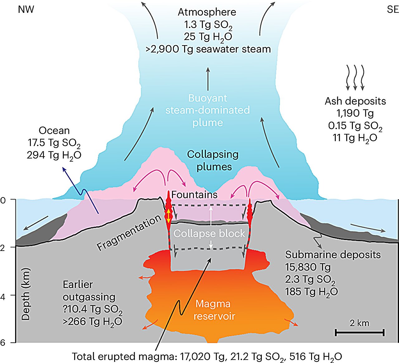Volcanic eruption in Tonga sent seawater into the atmosphere and sulfur into the sea, study ...